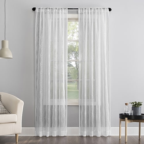 Click here for Tamaryn Embroidered Trellis Sheer Rod Pocket Curta... prices