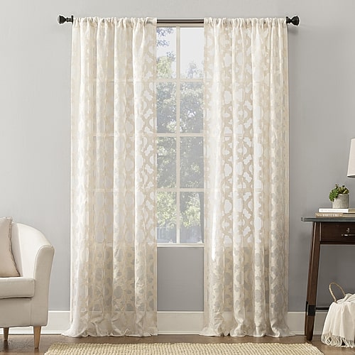 Click here for Yvette Trellis Jacquard Sheer Rod Pocket Curtain P... prices
