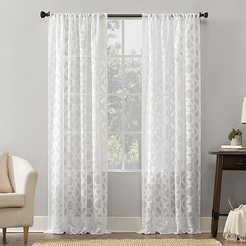 Click here for Yvette Trellis Jacquard Sheer Rod Pocket Curtain P... prices