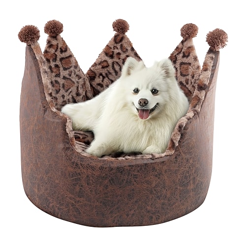 Click here for Dream Black Label Leopard Print Crown Dog Bed - Wa... prices