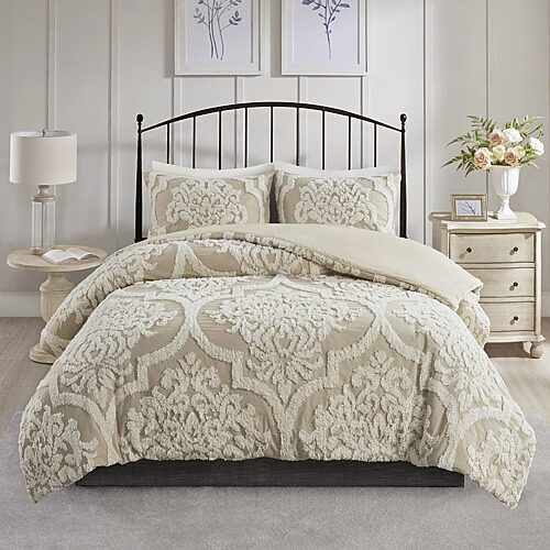 Click here for Madison Park Viola Damask Tufted Duvet Cover Sets prices