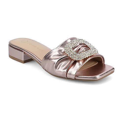 Journee Collection Womens Flavia Slip-On Embellished Sandals - Rose Gold