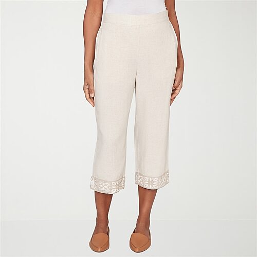 Alfred Dunner Natural Wonder Womens Straight Capri Pant  16 Petite  Beige