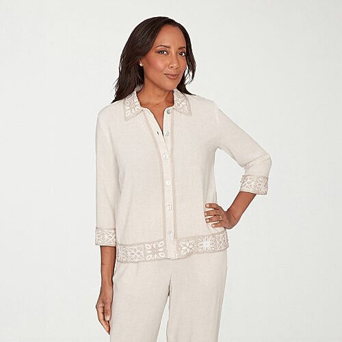 Click here for Alfred Dunner Natural Wonder Womens 3/4 Sleeve Reg... prices