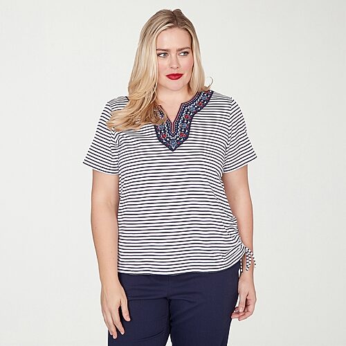 Click here for Alfred Dunner Lady Liberty Womens Split Crew Neck... prices