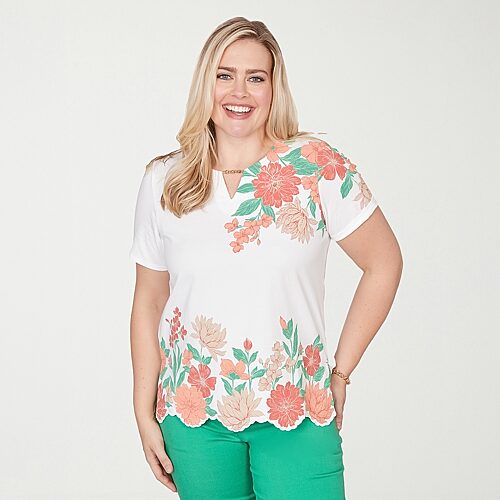 Click here for Alfred Dunner Resort Living Womens Split Crew Neck... prices