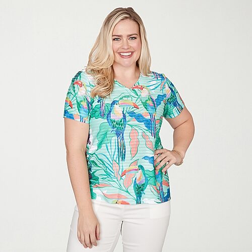 Click here for Alfred Dunner Resort Living Womens V Neck Short Sl... prices