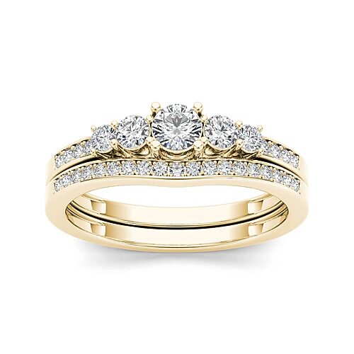Click here for 1/2 CT.T.W. Natural Diamond 14K Yellow Gold Bridal... prices