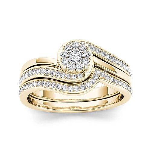 Click here for 1/2 CT.T.W. Natural Diamond 10K Yellow Gold Swirl... prices