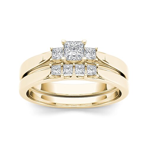 Click here for 1/2 CT.T.W. Natural Diamond 14K Yellow Gold Bridal... prices