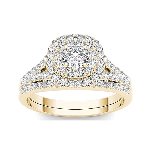 Click here for 1 CT.T.W. Natural Diamond 10K Yellow Gold Bridal R... prices