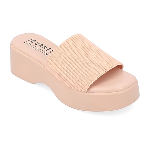 Journee Collection Womens Emani Knit Platform Sandals - Blush