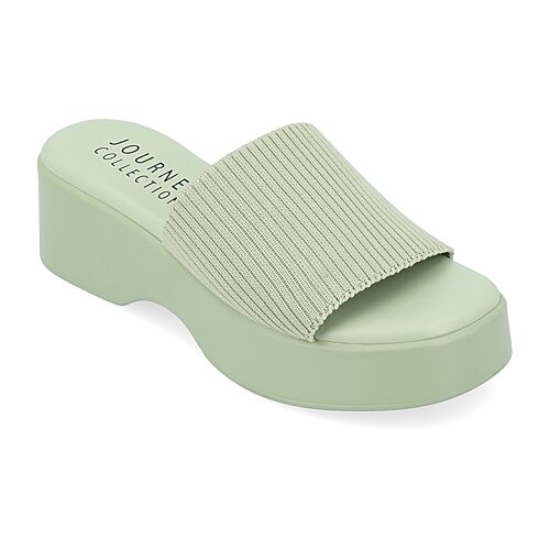 Journee Collection Womens Emani Knit Platform Sandals - Sage