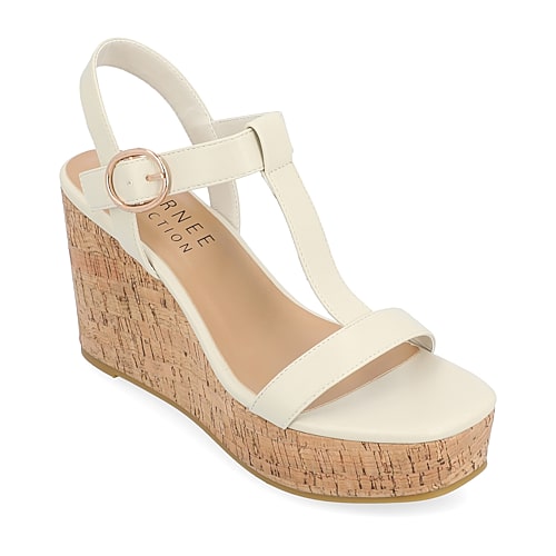 Journee Collection Womens Matildaa Platform Wedge Sandals - Bone