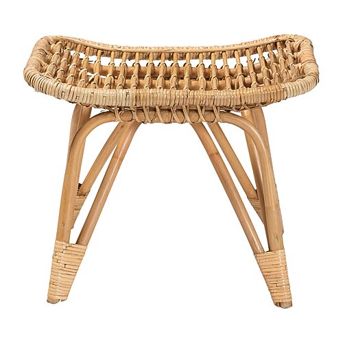 Furniture Earvin 18.9 Rattan Bohemian Footstool - Natural Brown