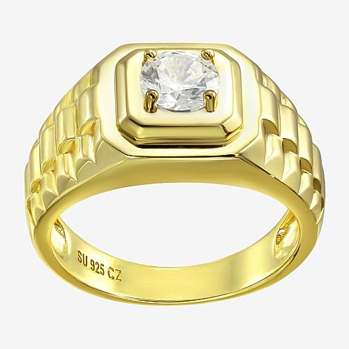 Click here for Mens White Cubic Zirconia 14K Gold Over Silver Fas... prices