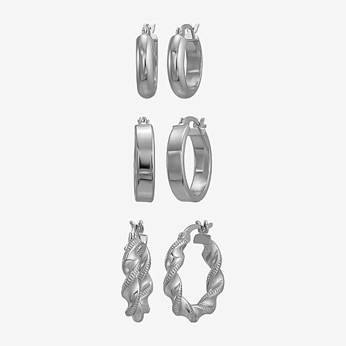Click here for Womens Sterling Silver Round 3 Pair Earring Set  O... prices
