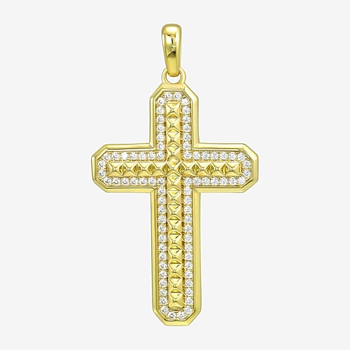 Click here for Cross Mens White Cubic Zirconia 14K Gold Over Silv... prices