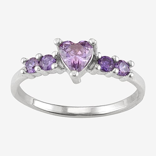 Click here for Girls Purple Cubic Zirconia Sterling Silver Heart... prices