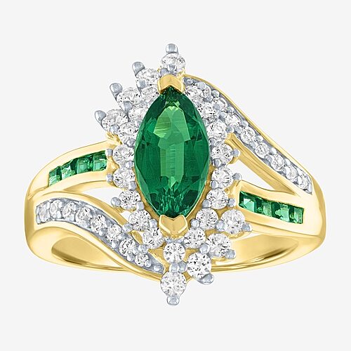 Click here for Womens Lab Created Green Emerald 14K Gold Over Sil... prices