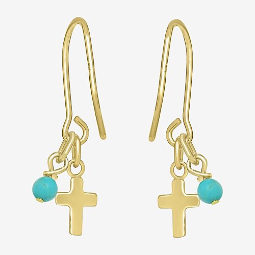 Click here for Silver Treasures 14K Gold Over Silver Cross Drop E... prices