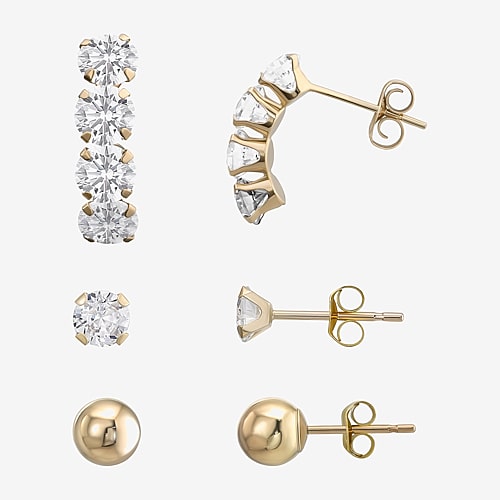 Click here for Womens Lab Created Cubic Zirconia 10K Gold Ball 3... prices