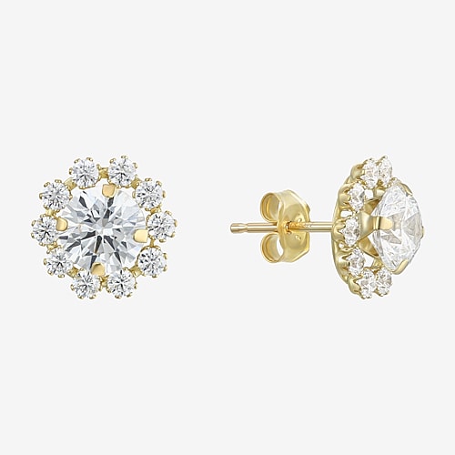 Click here for Cluster Flower Cubic Zirconia Stud Earrings 14K Go... prices