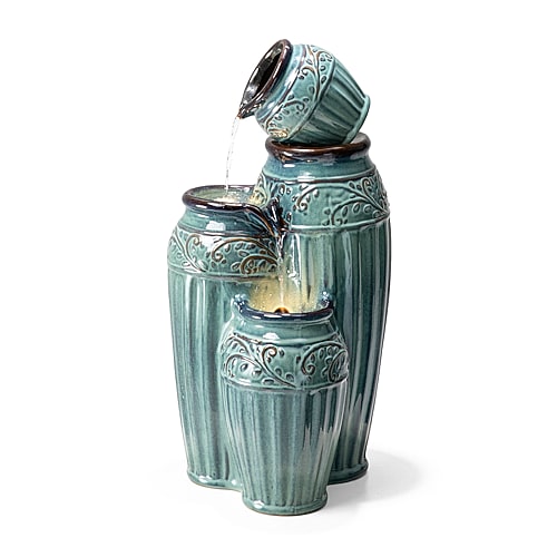 Click here for Glitzhome 27.25 Turquoise Ceramic Pot Outdoor Foun... prices