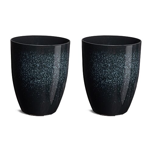 Glitzhome Set Of 2 16.75 Plastic Pot Planters  One Size  Black