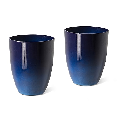 Glitzhome Set Of 2 16.75 Plastic Pot Planters  One Size  Blue