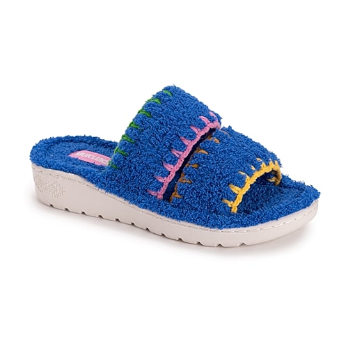 Click here for Muk Luks Womens Double Strap Slide Slipper - Blue prices