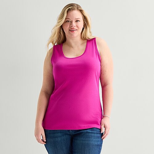 Click here for St. Johns Bay Womens Plus Scoop Neck Sleeveless Ta... prices