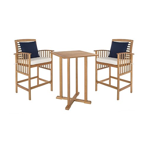 Pate 3pc Bar Table Bistro Set - Teak/white