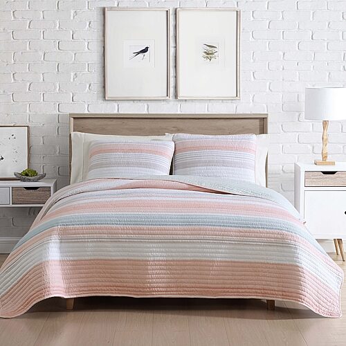 Click here for Beatrice Home Fashions Coralinn Stripe 2-Pc. Quilt... prices