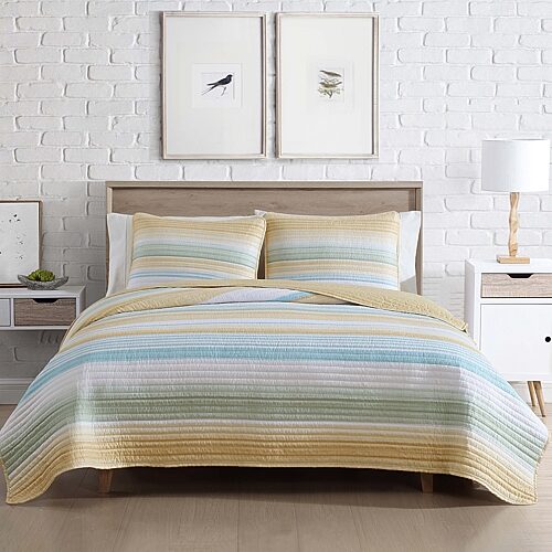 Click here for Beatrice Home Fashions Coralinn Stripe 3-Pc. Quilt... prices