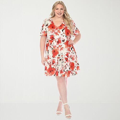 Click here for White Mark Plus Size V-Neck Vintage Floral Short S... prices