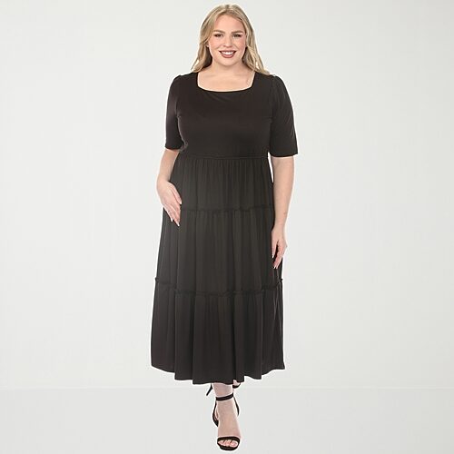 Click here for White Mark Plus Size Square Neck Short Sleeve Tier... prices
