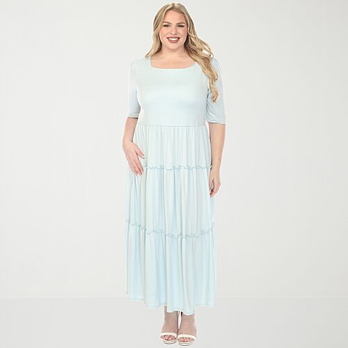 Click here for White Mark Plus Size Square Neck Short Sleeve Tier... prices