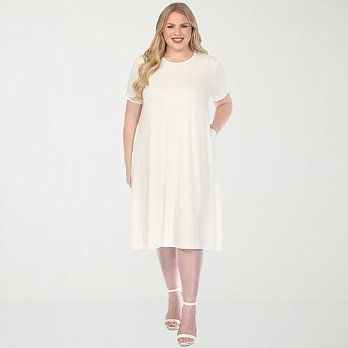 White Mark Plus Size Crew Neck T-Shirt Dress - Off-white