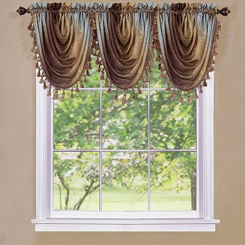 Ombre Rod Pocket Waterfall Valance  One Size  Brown