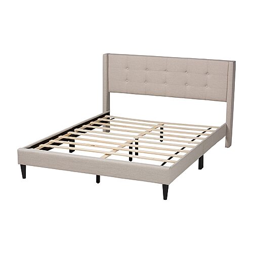 Click here for Casol Upholstered Platform Bed  One Size  Beige prices