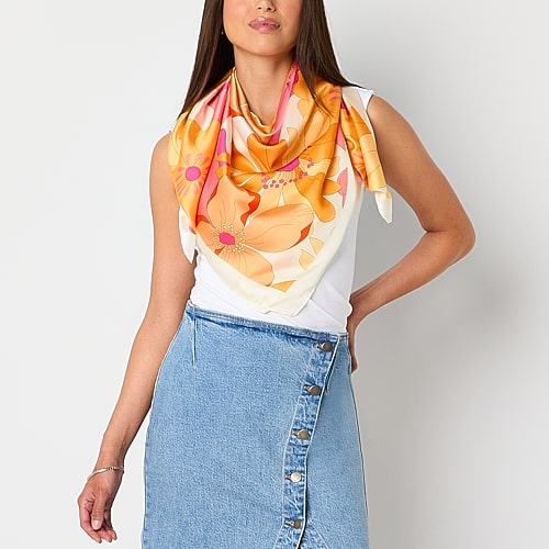 Click here for Mixit Large Floral Square Scarf  One Size  Orange prices