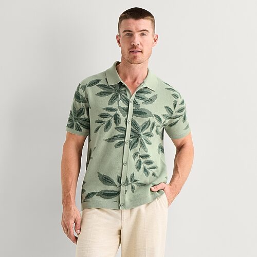 Click here for J. Ferrar Button Front Mens Short Sleeve Polo Swea... prices