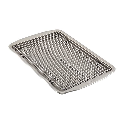 Circulon Bakeware 11 x 17 Baking Sheet Pan & Expandable Cooling Rack 3-Pc. Set - Silver