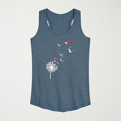 Click here for Patriotic Dandelion Birds Womens Crew Neck Sleevel... prices
