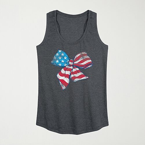 Click here for American Flag Bow Womens Scoop Neck Sleeveless Tan... prices