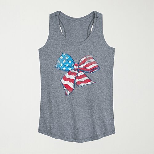 Click here for American Flag Bow Womens Scoop Neck Sleeveless Tan... prices