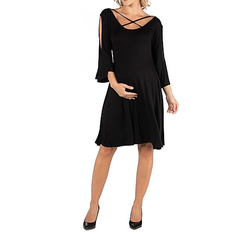 Click here for 24/7 Comfort Apparel Knee Cold Shoulder Dress  Med... prices