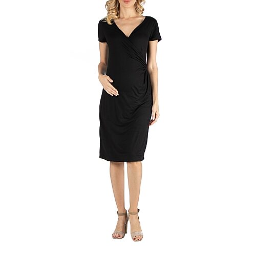 Click here for 24/7 Comfort Apparel Faux Wrapover Dress with Cap... prices