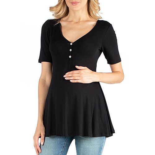 Click here for 24/7 Comfort Apparel Cap Sleeve Tunic Top with But... prices
